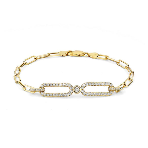 Double Link ID Bracelet Michael M 14K White Gold Large